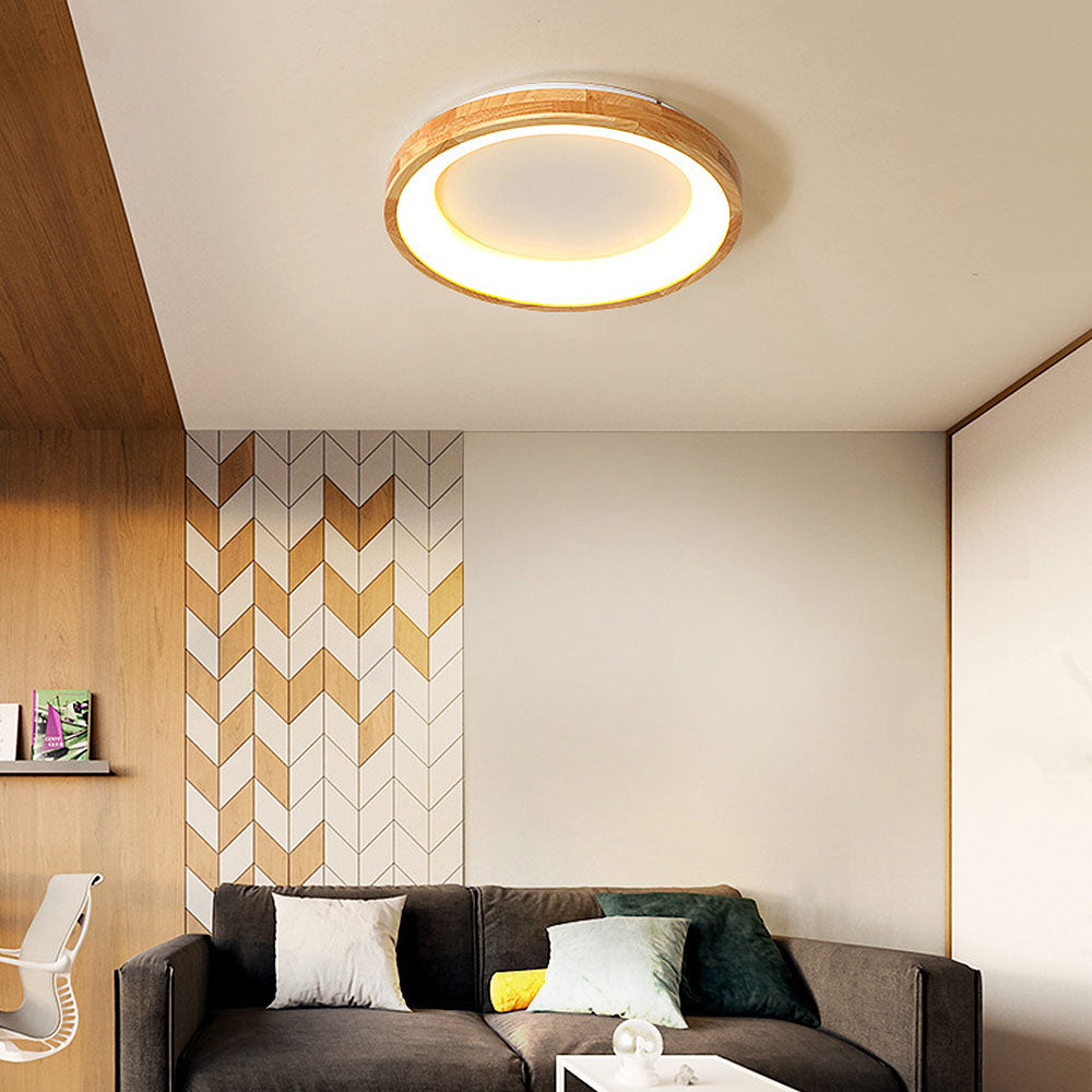 Homwarmy Flushmount Ceiling Light Modern Rubber Wood Ceiling Light for ...