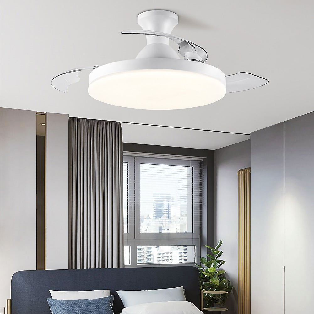 Homwarmy Ceiling Fan Nordic Simple Cream Ceiling Fan With LED Light For ...