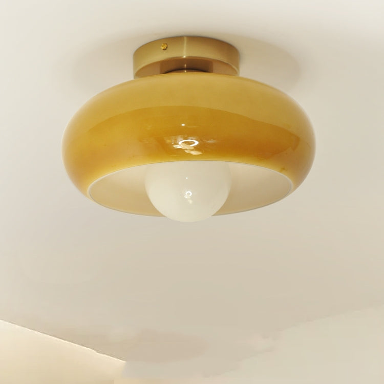 Homwarmy Ceiling Light Vintage Yellow Classic Glass Shade Ceiling Light ...