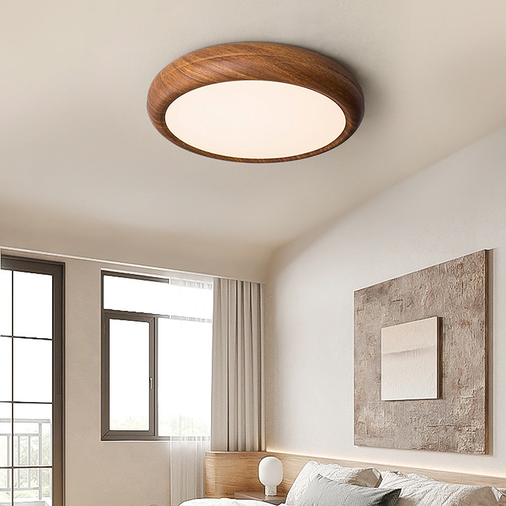 Homwarmy LED Ceiling Light Modern Wood Circle LED Walnut Ceiling Lamp ...