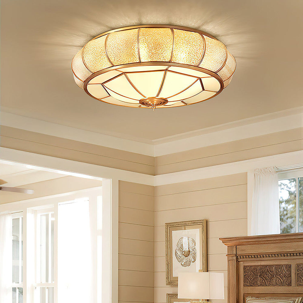 Homwarmy LED Ceiling Light French Mid-Century Copper Glass Ceiling ...