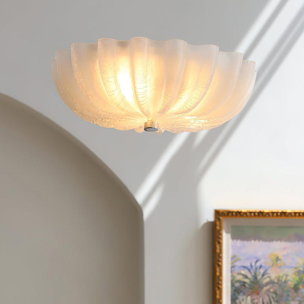 Homwarmy LED Ceiling Light Vintage White Glass Wrinkled Ceiling Light ...