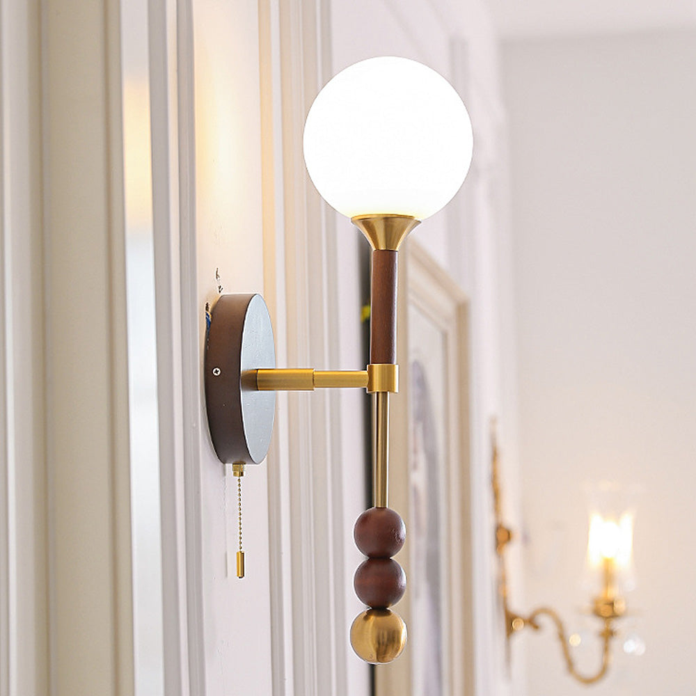 Homwarmy Wall Light French Wooden Retro Long Wall Light For Living Room ...