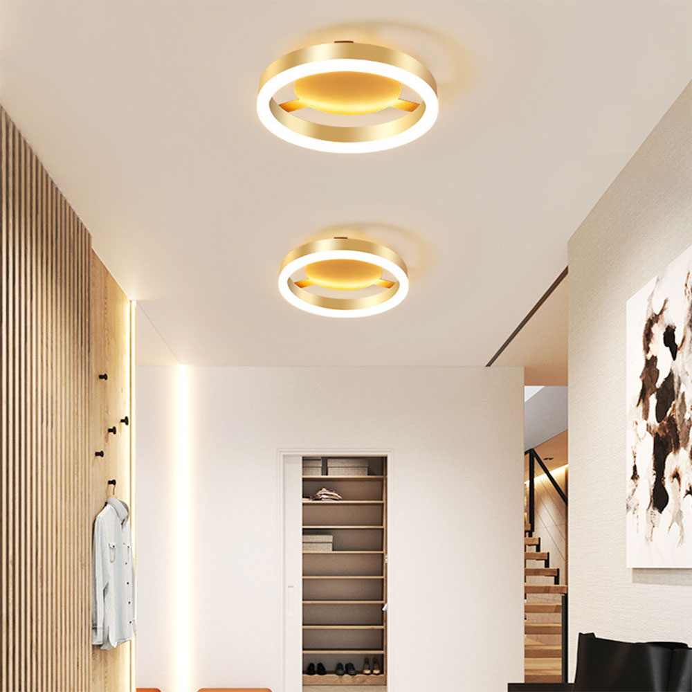 Homwarmy Gold Ceiling Light Geometry Metal LED Hallway Ceiling Light ...