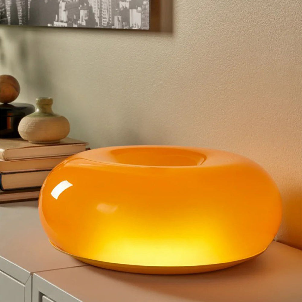 Homwarmy Contemporary Orange Donut Mini Table Light Glass Bedroom ...